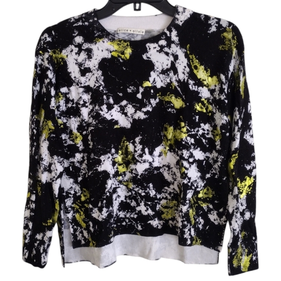 Alice + Olivia | Sweaters | Alice Olivia Black White Metallic Neon ...